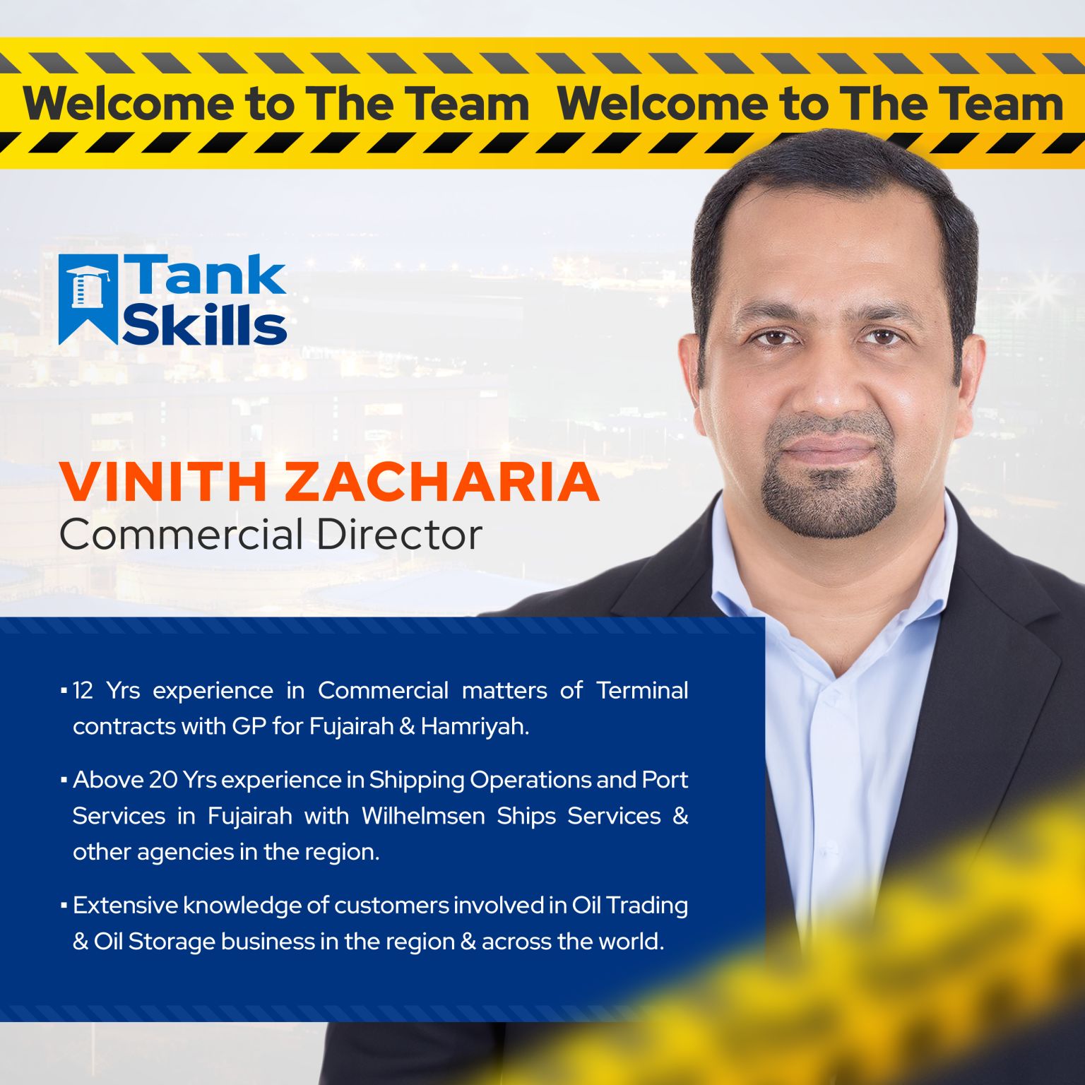 Vinith Zacharia Joins TankSkills - TankSkills